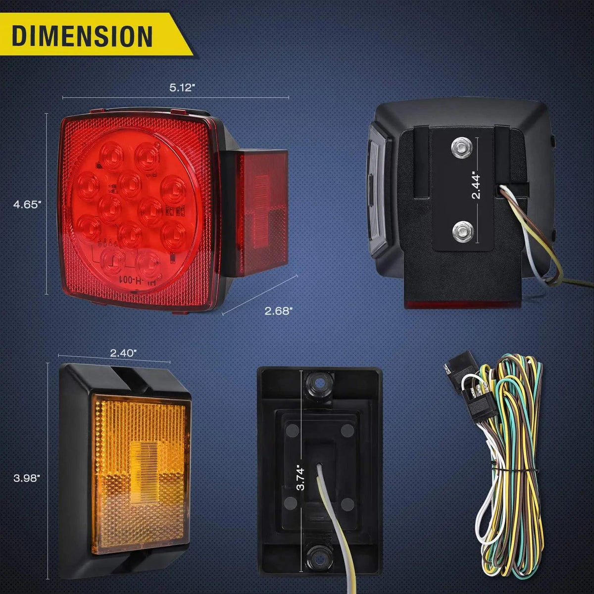 Submersible Square LED Trailer Light Kit (Pair) – Nilight