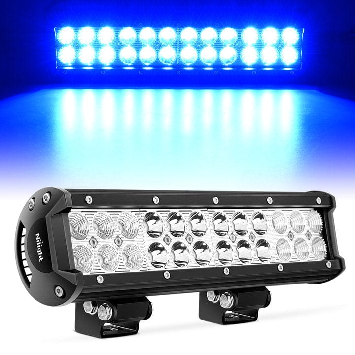 72W 12Inch Spot Flood Combo Led Light Bar- Blue Beam - Nilight