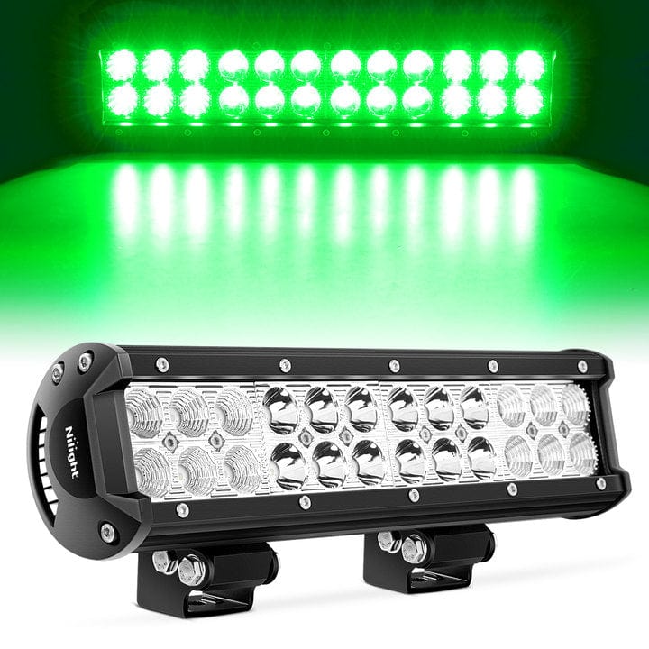 72W 12Inch Spot Flood Combo Led Light Bar Green - Nilight