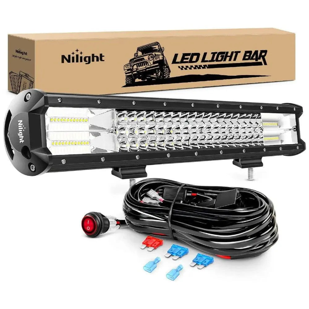 20 Inch 288W 28800LM Triple Row Spot Flood LED Light Bar Kit | 14AWG ...